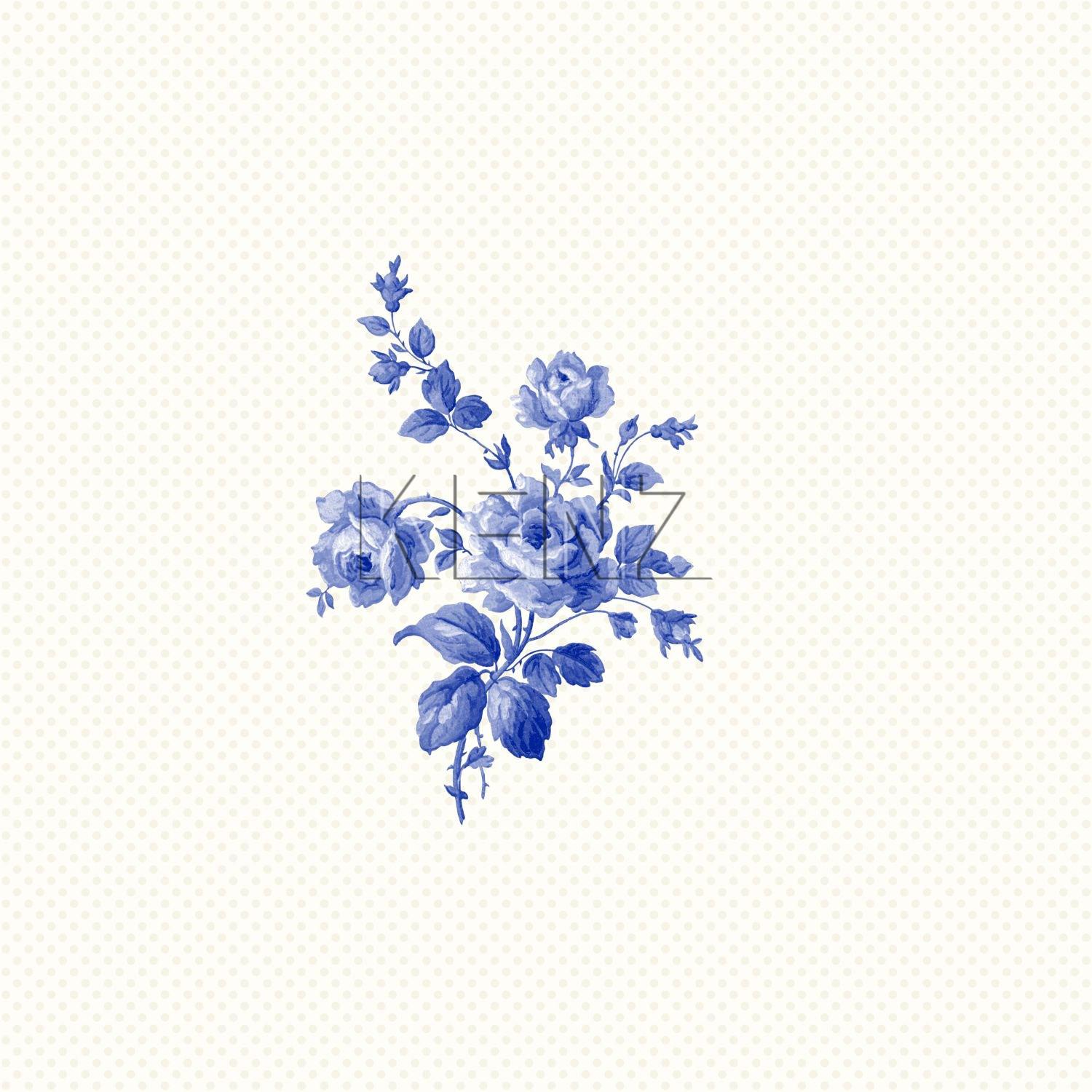 wallpaper roses delft blue 115717 - Saudi Kenz